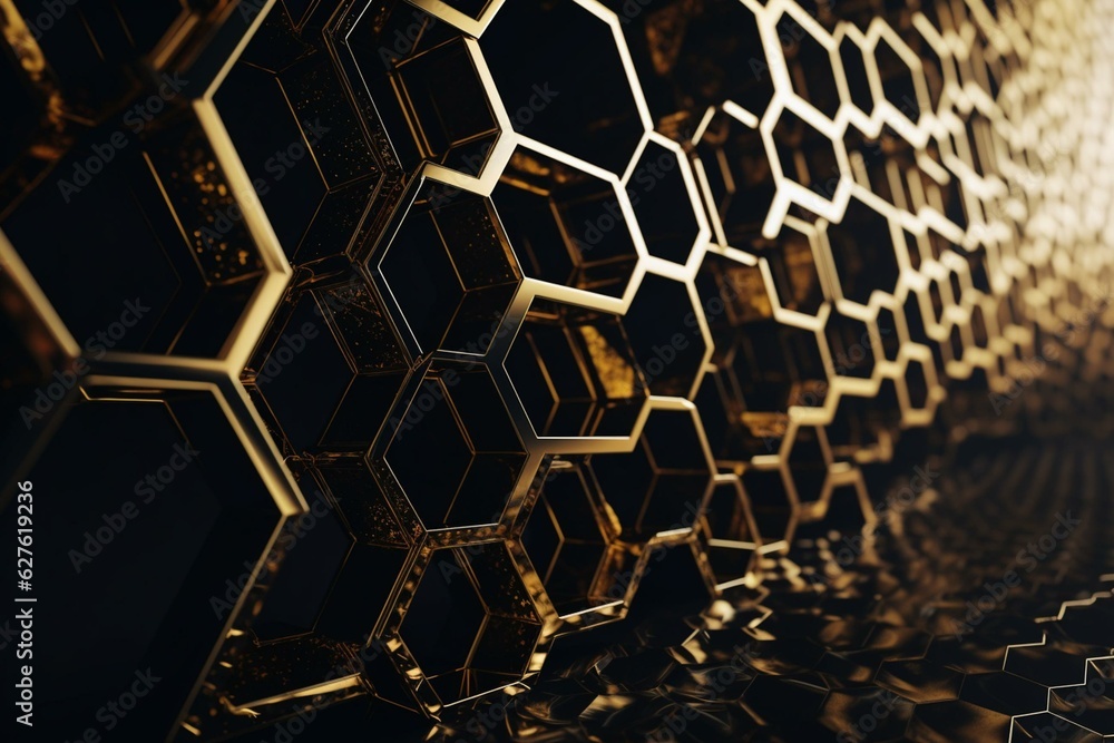 High-tech black and gold honeycomb design; perfect for projects ...