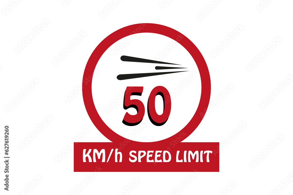 50 km speed limit label vector art illustration with stylish font ...
