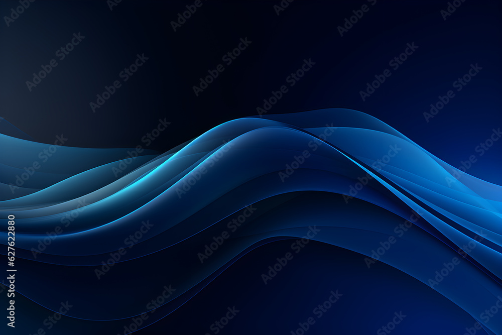 abstract dark blue wavy wave background with lines design, AI generate ...