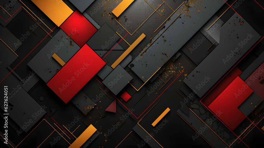 Futuristic Techscape: Abstract gold, silver, red and Black Background ...