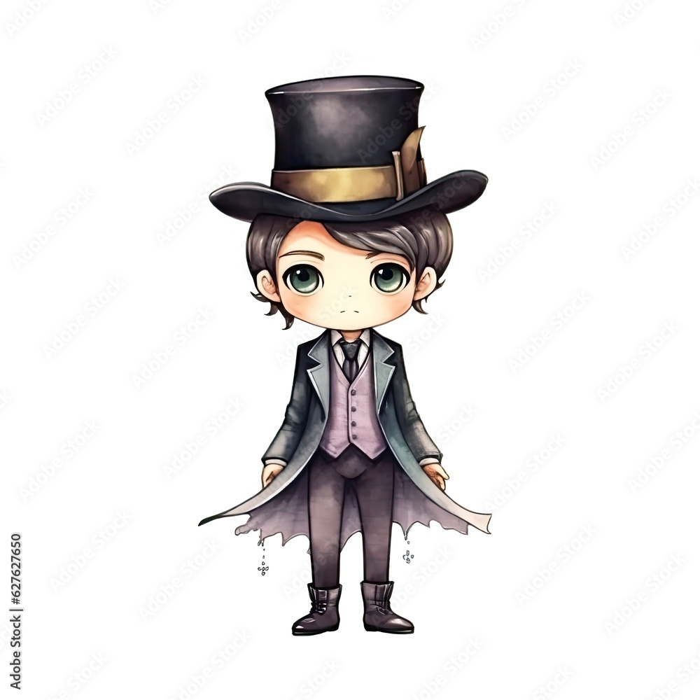 Cute Magician character isolated on white background. Colorful painting ...