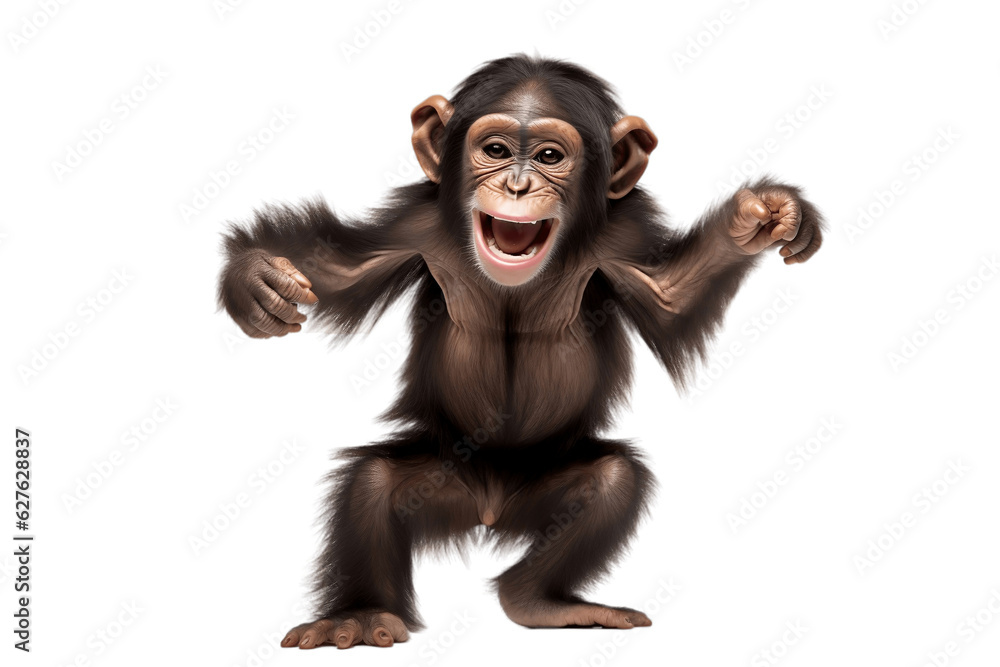 Isolated Young Chimpanzee Dancing Transparent Background. Generative AI ...