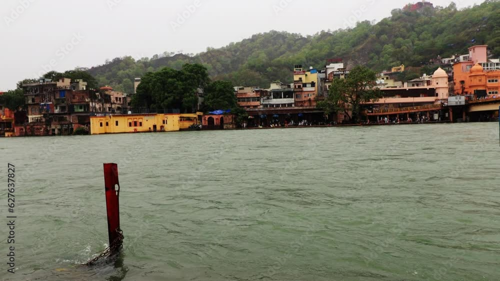 Holy River Ganges overflowing during rainy season in Haridwar ...