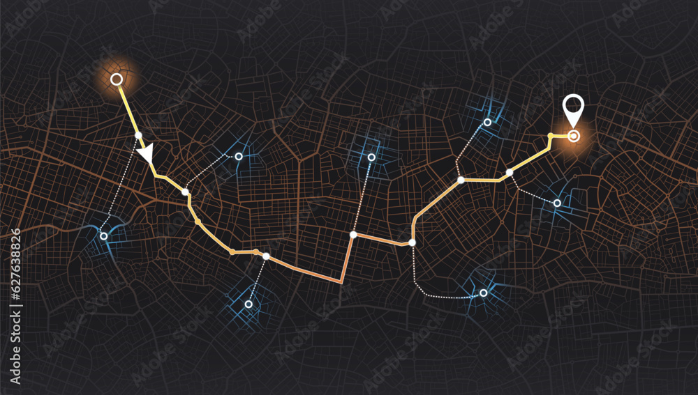 Location tracks dashboard. City street road. Vector, illustration ...