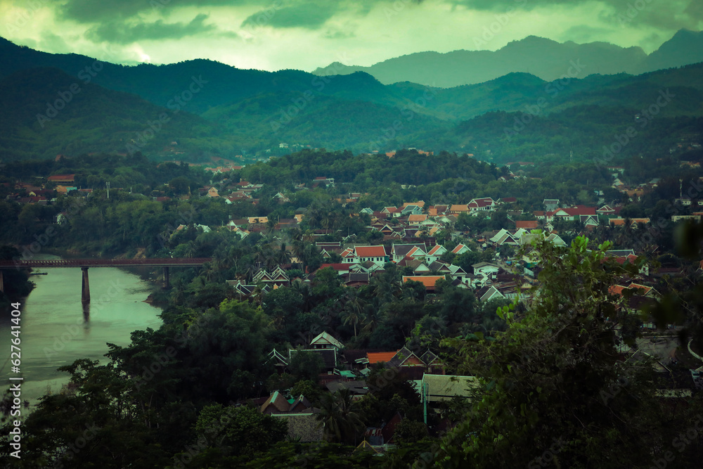 Poster luangprabang town world heritage site of unesco in northern of ...