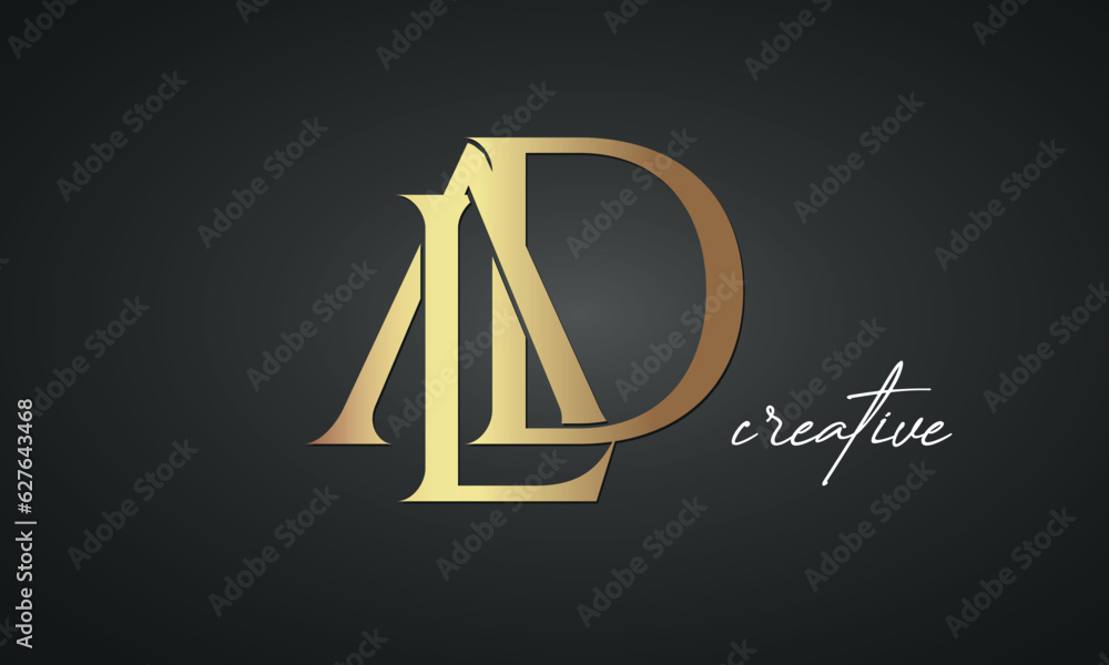 luxury letters ALD golden logo icon premium monogram, creative royal ...