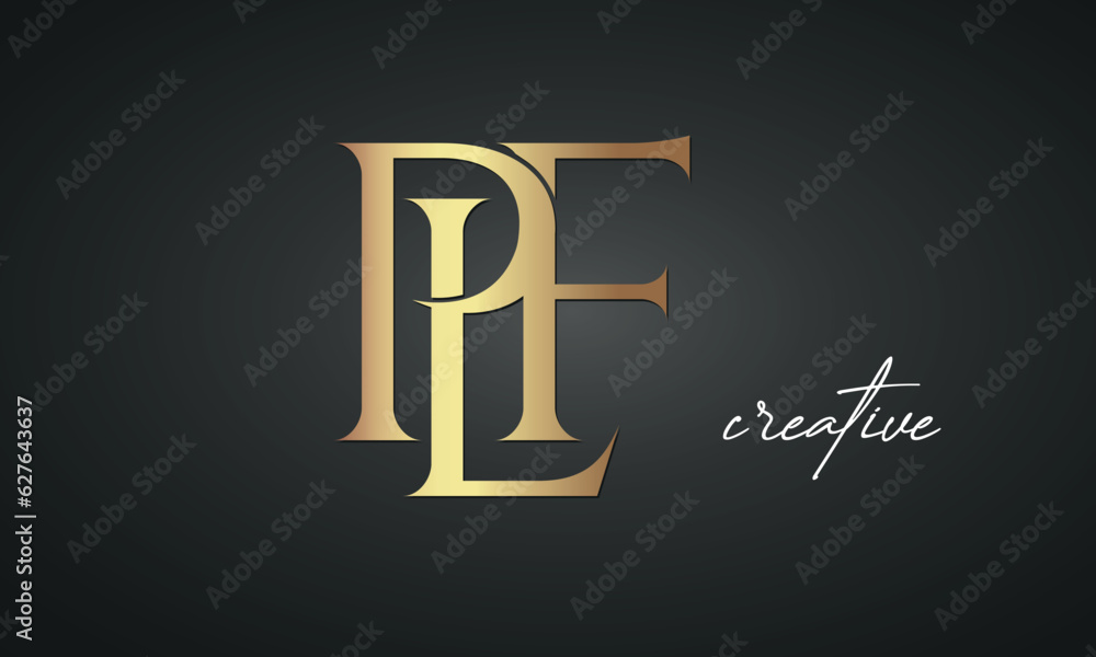 luxury letters PLF golden logo icon premium monogram, creative royal ...