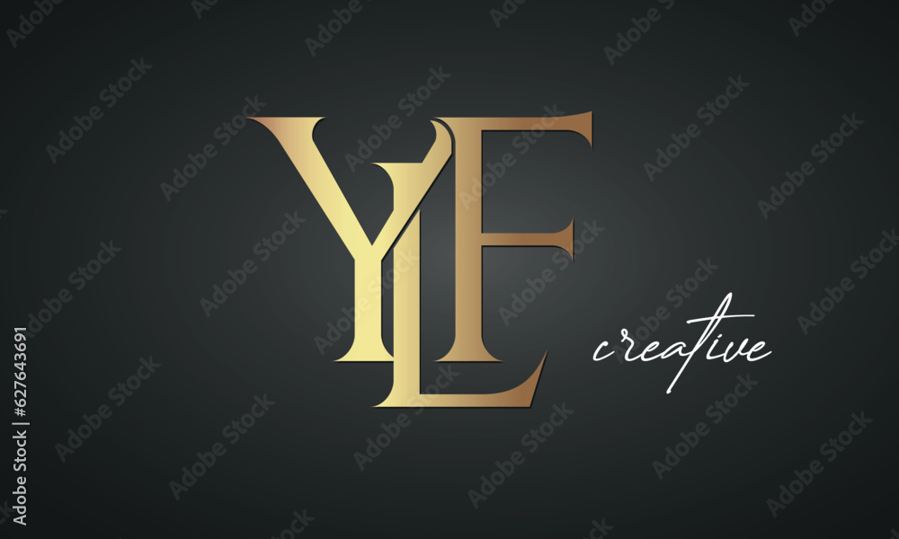 luxury letters YLF golden logo icon premium monogram, creative royal ...