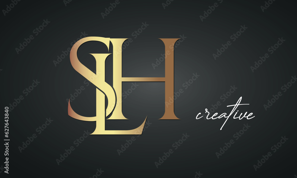 luxury letters SLH golden logo icon premium monogram, creative royal ...