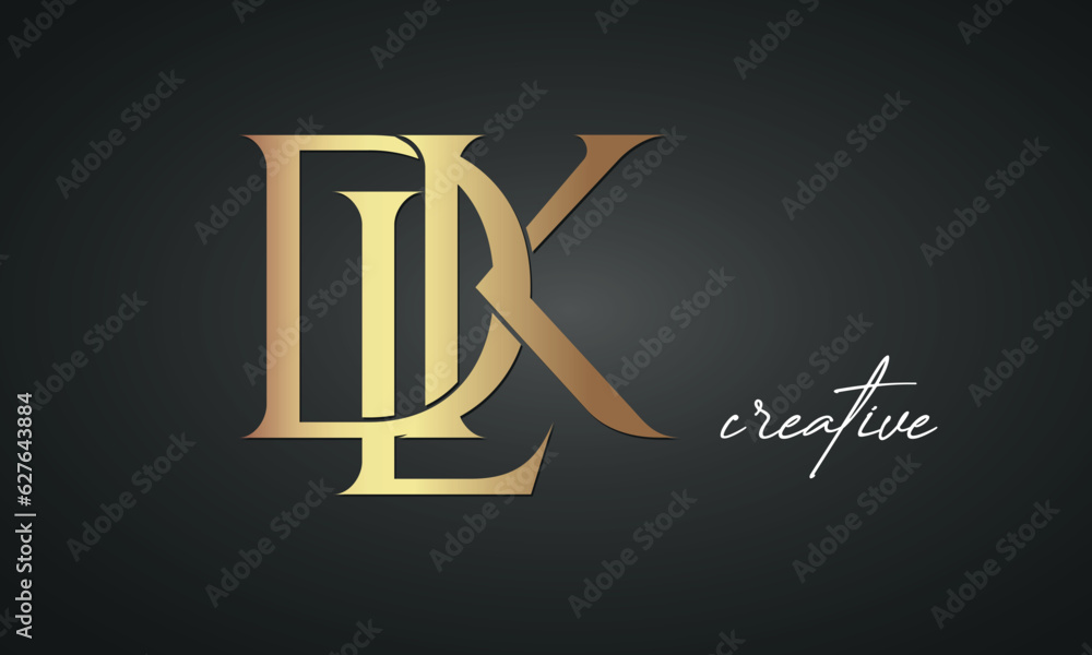 luxury letters DLK golden logo icon premium monogram, creative royal logo design Stock Vector ...