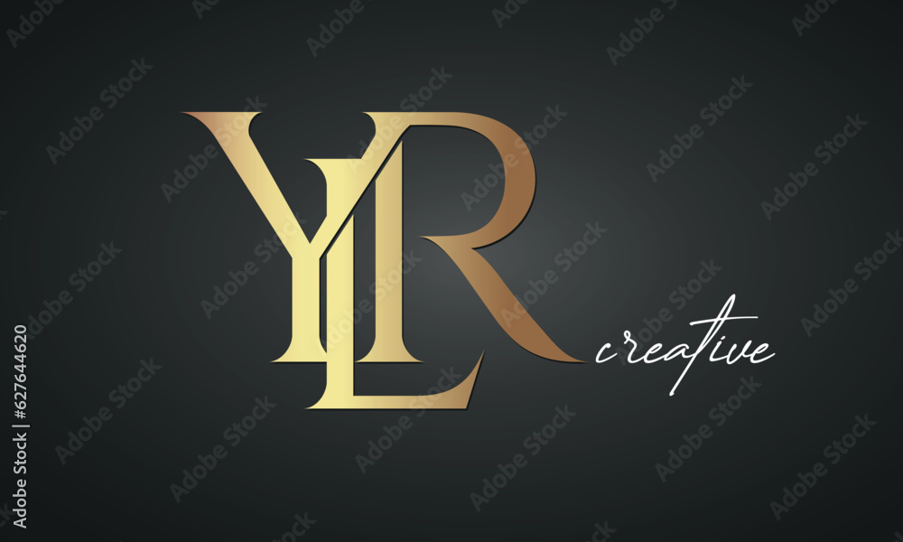 luxury letters YLR golden logo icon premium monogram, creative royal ...