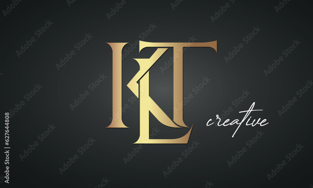 luxury letters KLT golden logo icon premium monogram, creative royal ...