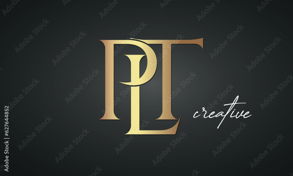 luxury letters PLT golden logo icon premium monogram, creative royal ...