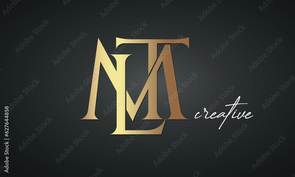 luxury letters MLT golden logo icon premium monogram, creative royal ...