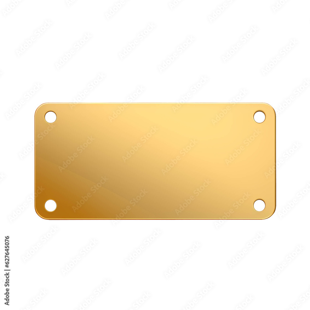 Realistic 3d Gold Metal name plate isolated on transparent background ...