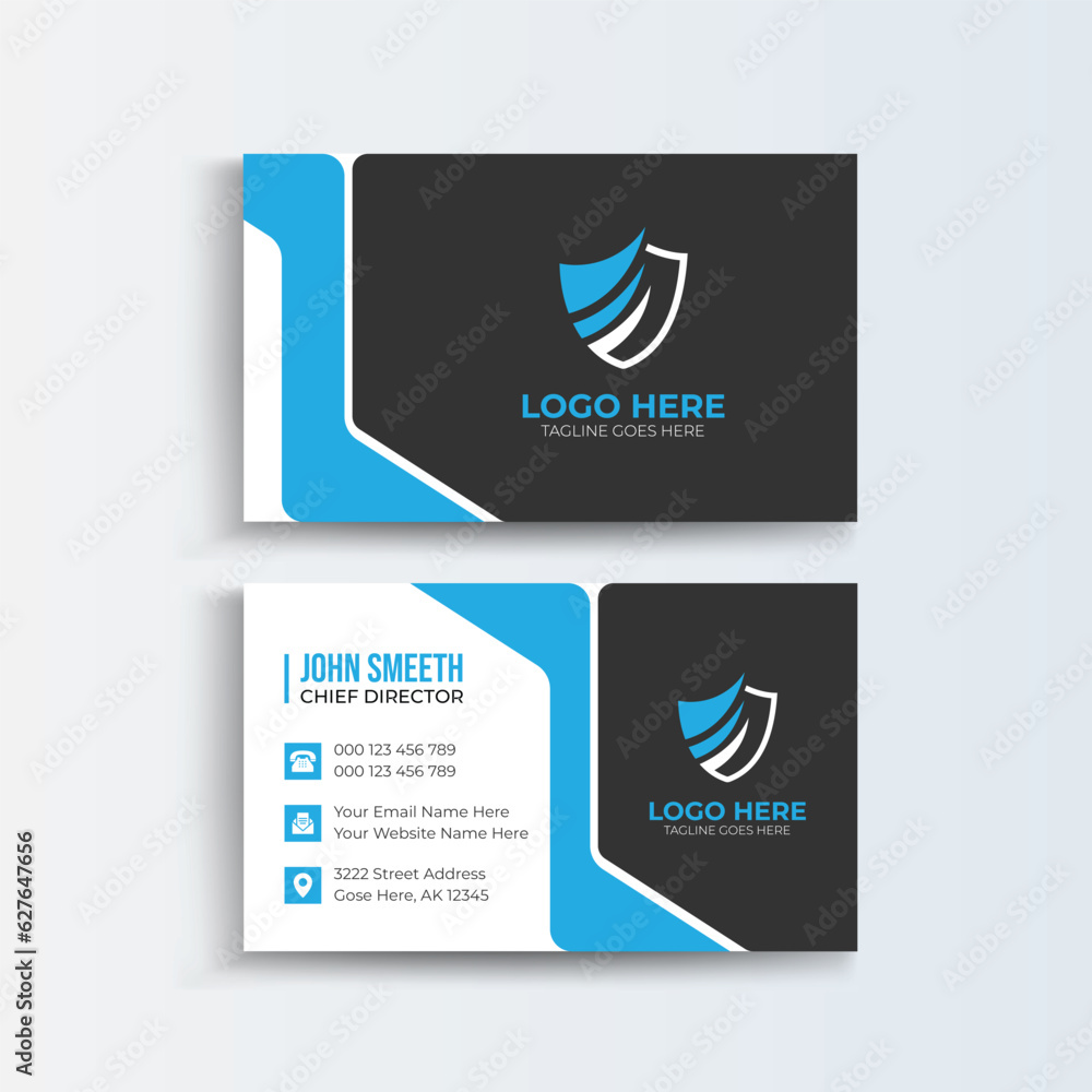 Vetor de Security Service Business Card Design, Modern simple orange ...