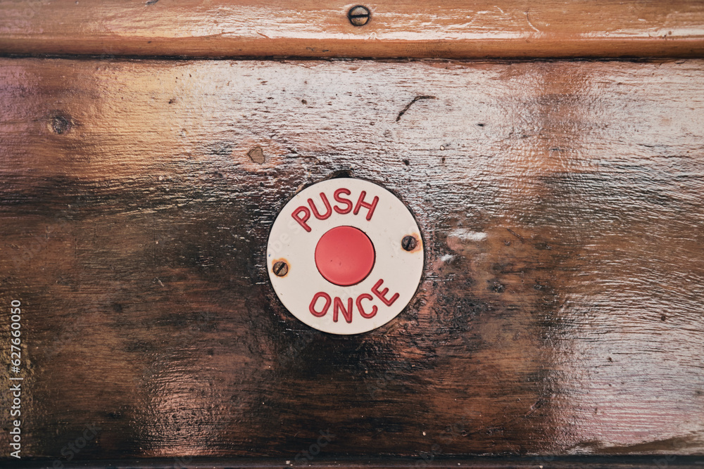 Push button on Old forgotten rusty Blackpool trams. Famous iconic ...