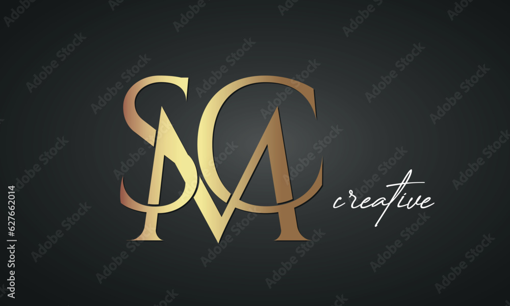 Poster luxury letters SMC golden logo icon premium monogram, creative ...