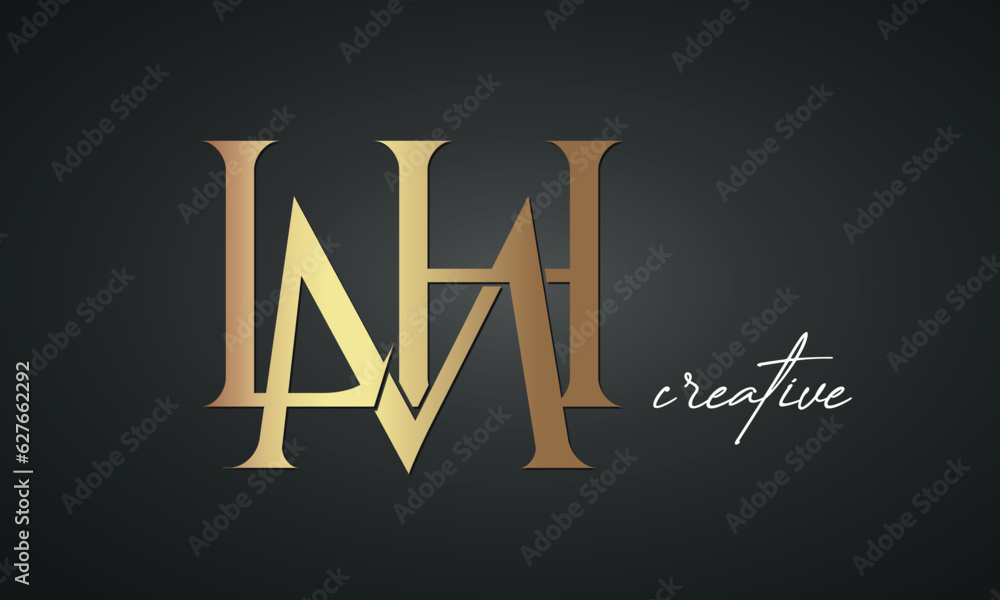 luxury letters LMH golden logo icon premium monogram, creative royal ...