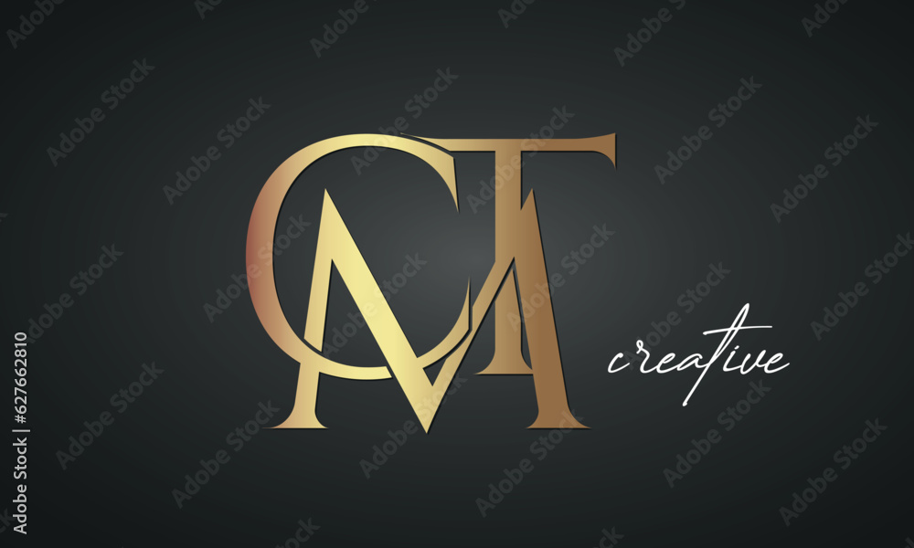 luxury letters CMT golden logo icon premium monogram, creative royal ...
