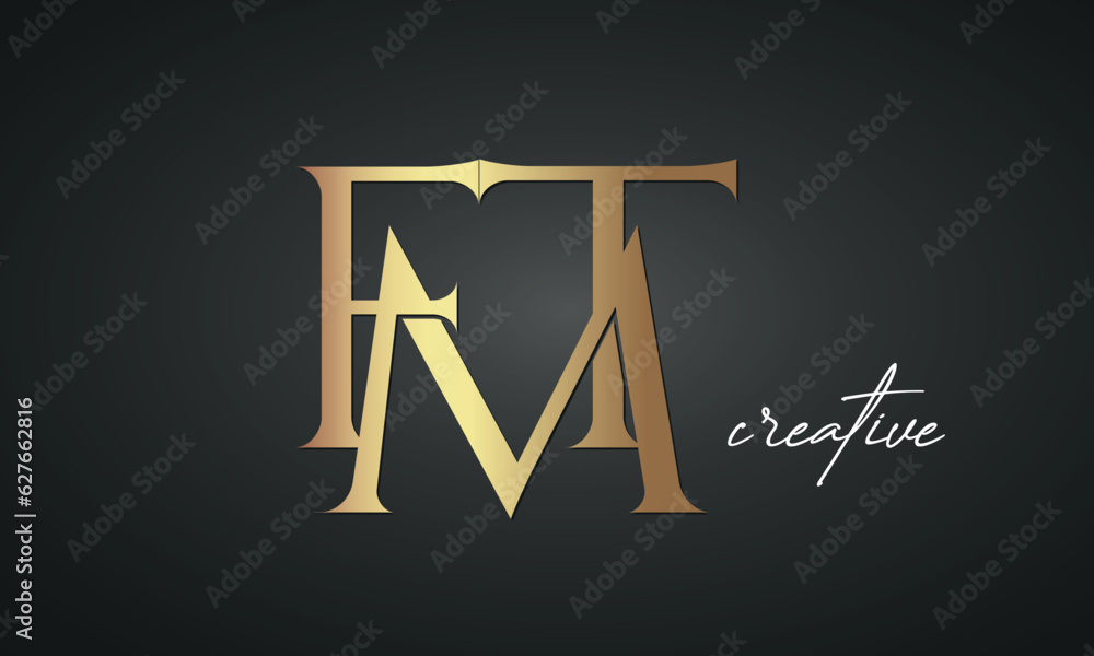 luxury letters FMT golden logo icon premium monogram, creative royal ...