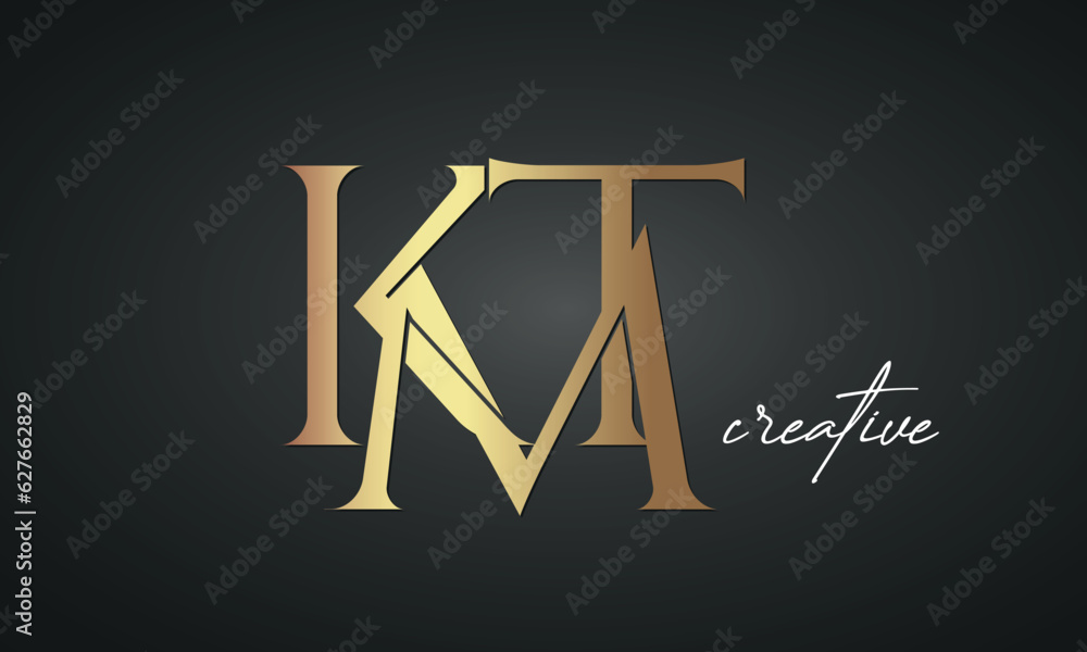 luxury letters KMT golden logo icon premium monogram, creative royal logo design Stock Vector ...