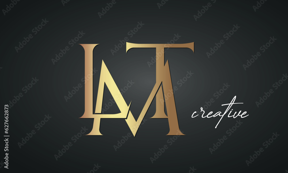 luxury letters LMT golden logo icon premium monogram, creative royal logo design Stock Vector ...