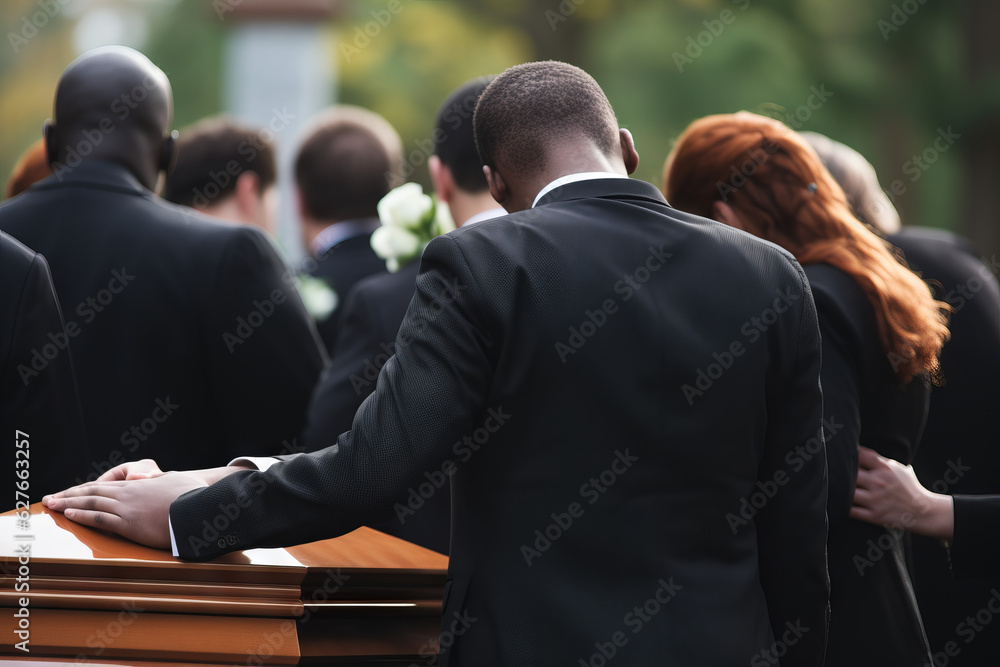 Family giving their last goodbyes at the funeral. Generative AI. Stock ...