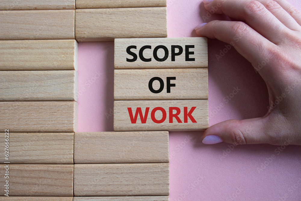 Scope of Work symbol. Concept words Scope of Work on wooden blocks ...