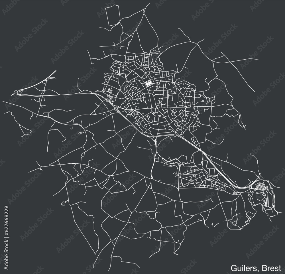 Detailed hand-drawn navigational urban street roads map of the GUILERS ...