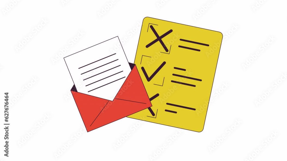 Envelope email and survey online line 2D animation. Online ...