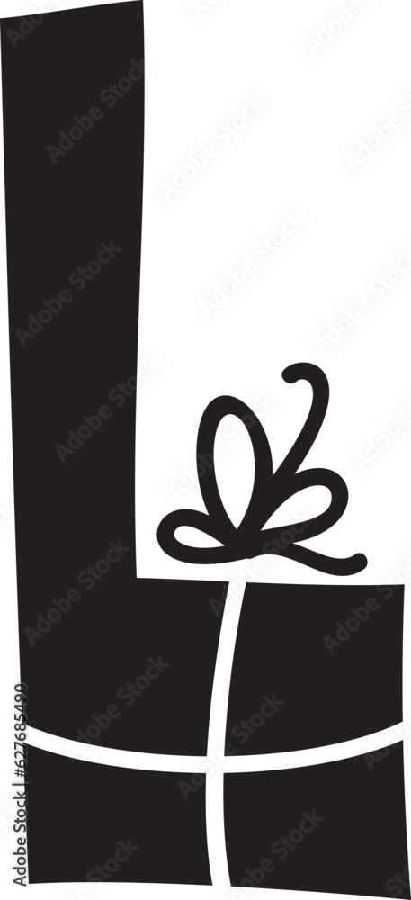 Display Christmas winter vector font letter L alphabet. Capital ...