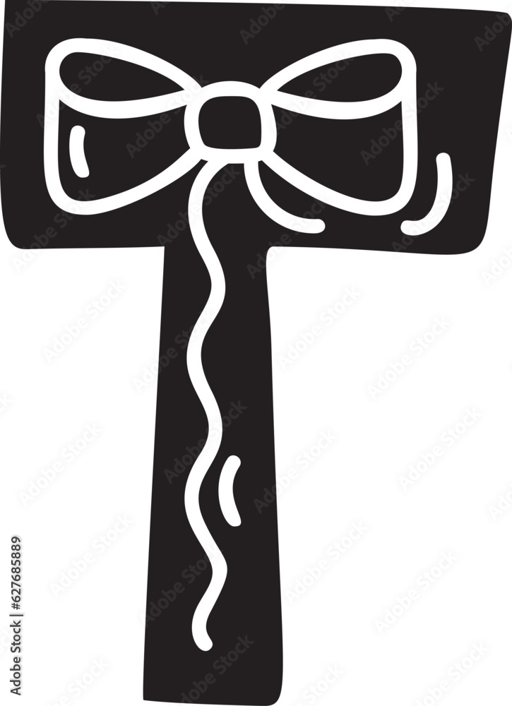 Display Christmas winter vector font letter T alphabet. Capital ...