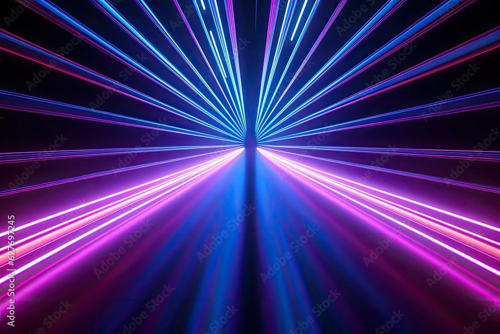 Neon light rays on dark background. 3d rendering, 3d illustration. 3d ...