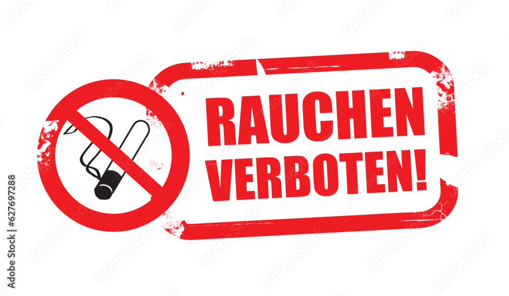 Rauchen verboten - Stempel mit Symbol - deutscher Text Stock Vector ...