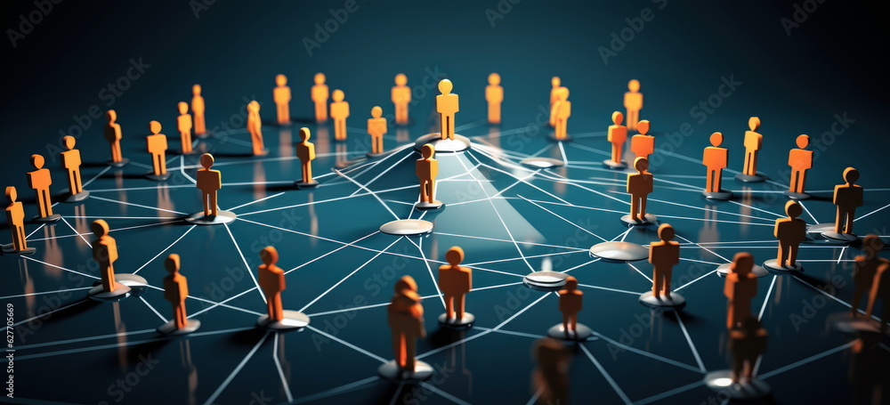 People network across the world. Top down network structure. connected ...