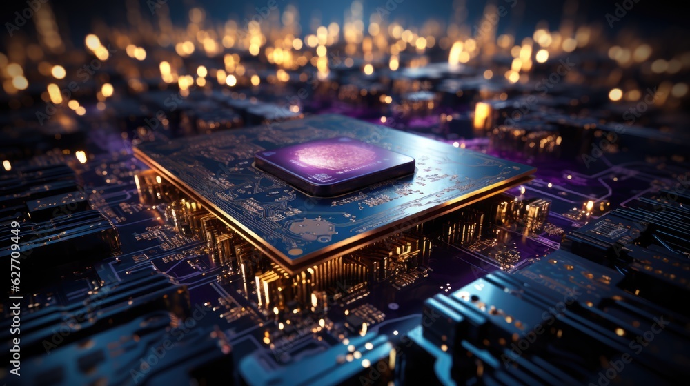 AI. CPU. Circuit board. Technology background. Central Computer ...