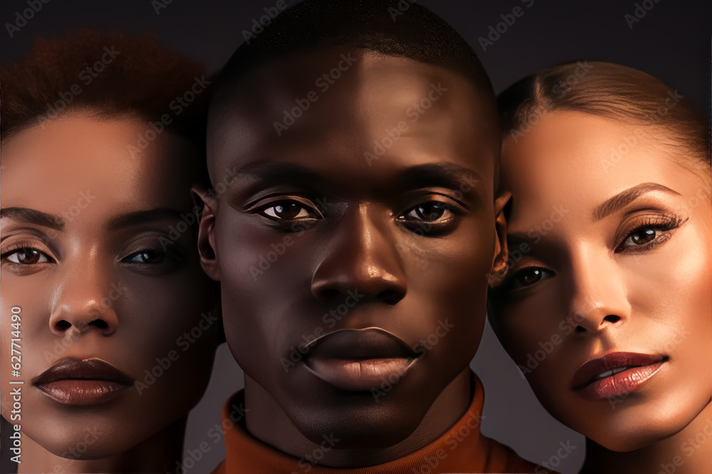 Man and women with different faces, in the style of pop colorism, split ...