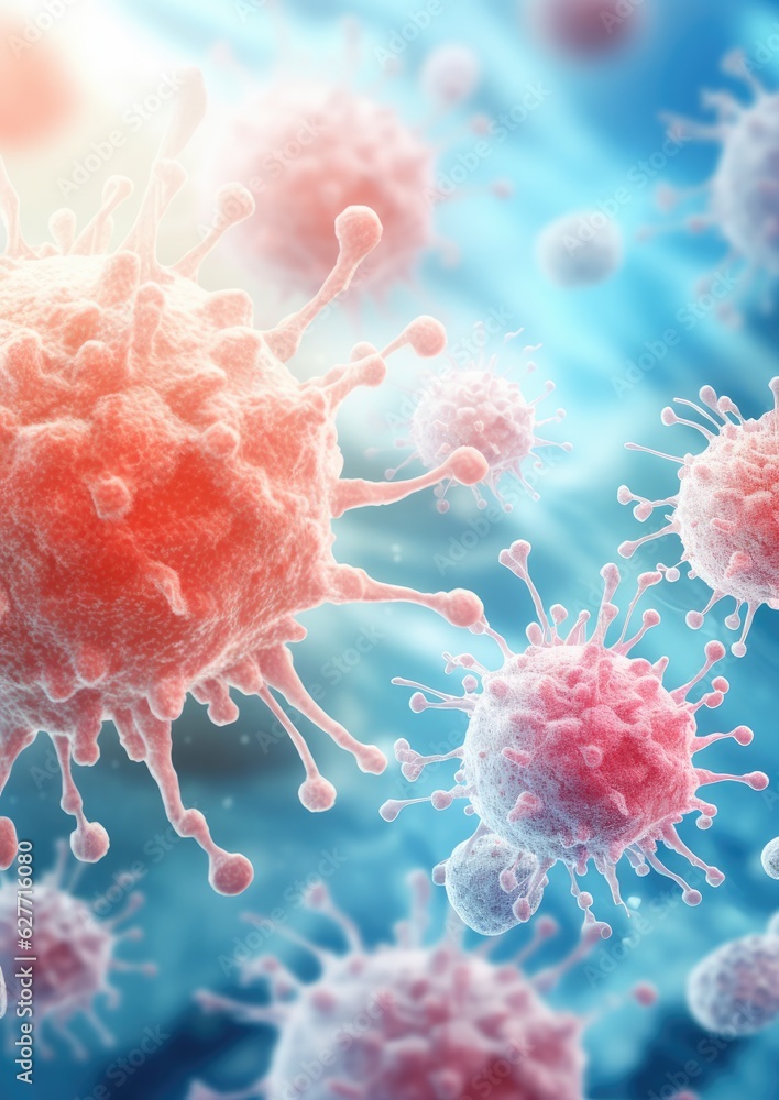 Molecular structure of cancer cells under microscope, realistic macro ...