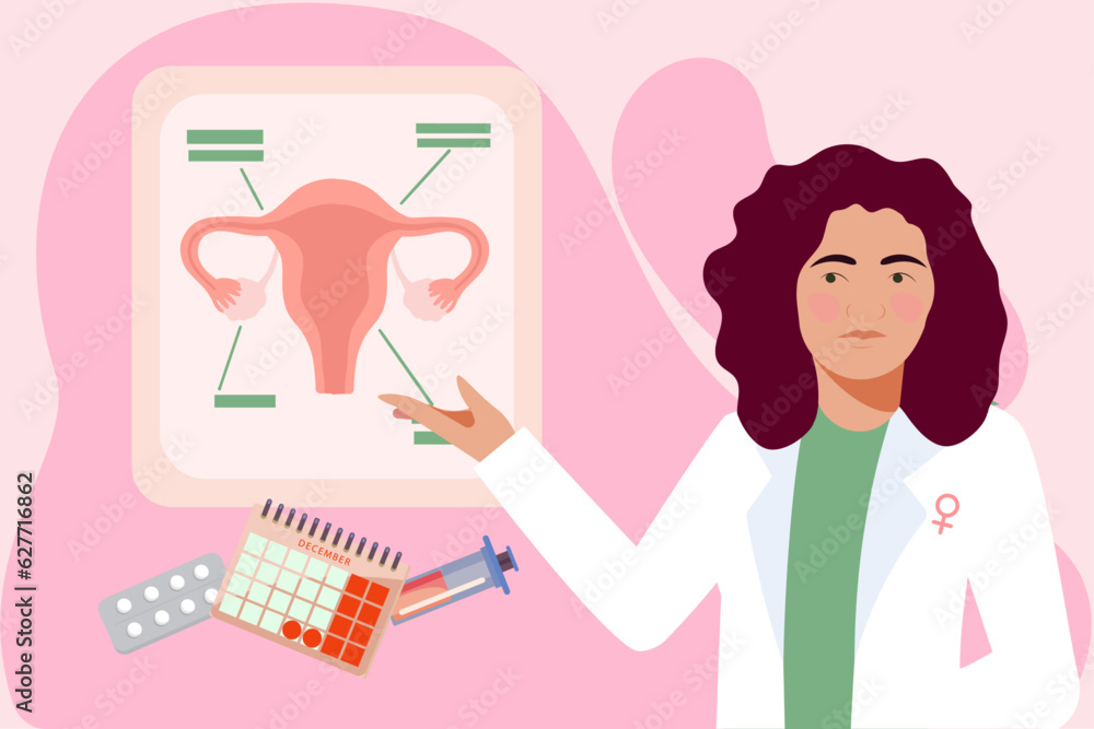 Gynecology, female health. Uterus, ovary and womb. Medical treatment ...