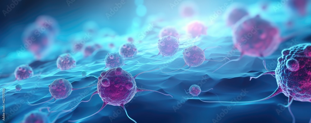 Molecular structure of cancer cells under microscope, realistic macro ...