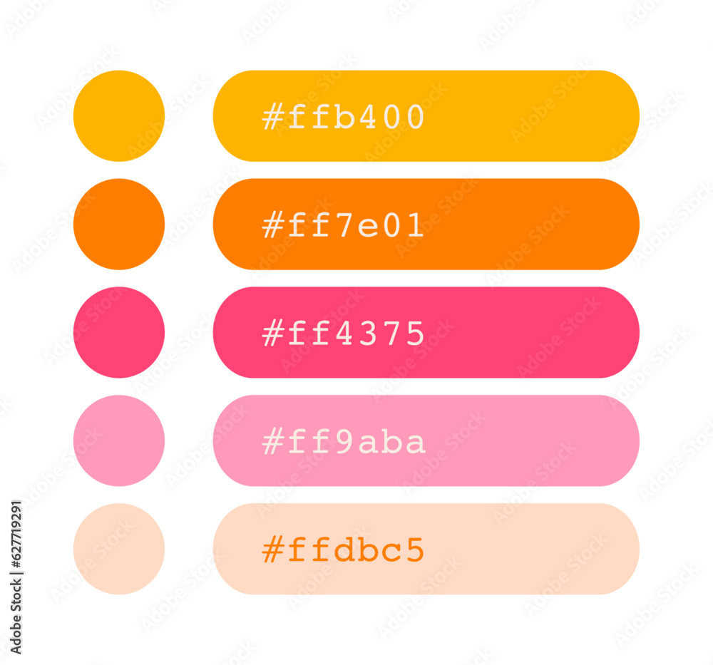 Pink, orange, yellow color palette, neon vibrant colors catalog, color ...