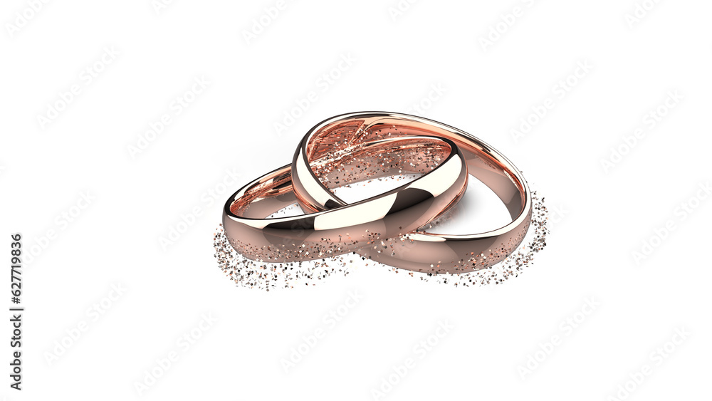 posh glossy rose gold rings interlaced interconnected with a corona of ...