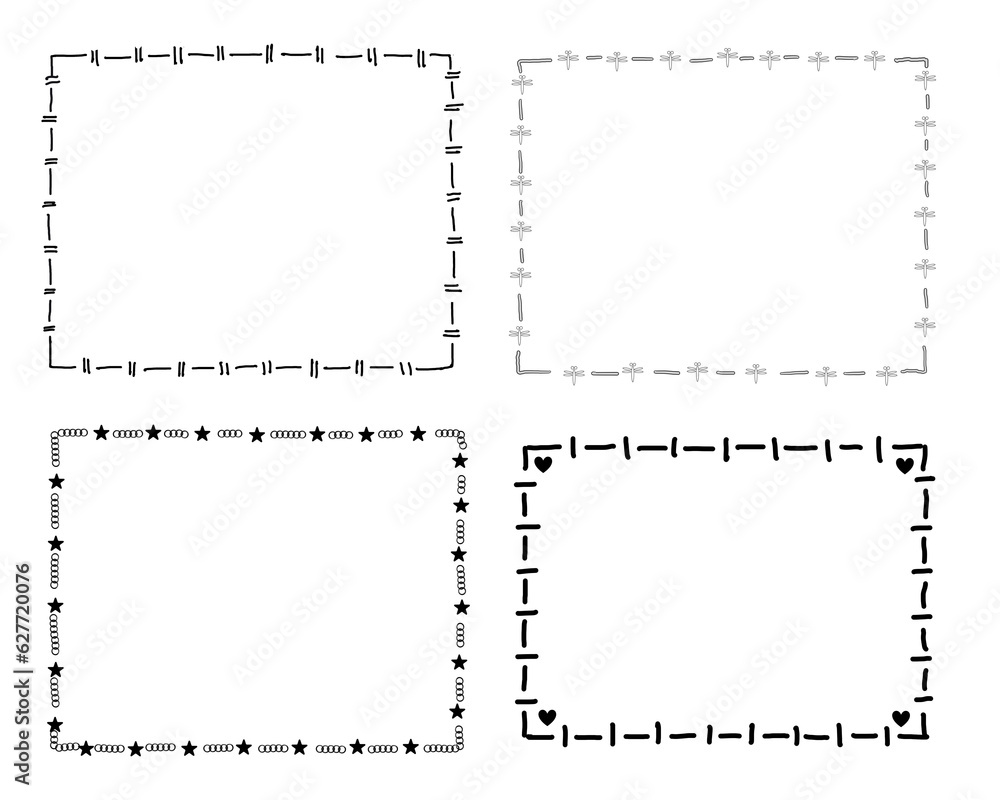 4-Frame by handmade design with simple black line border illustration ...