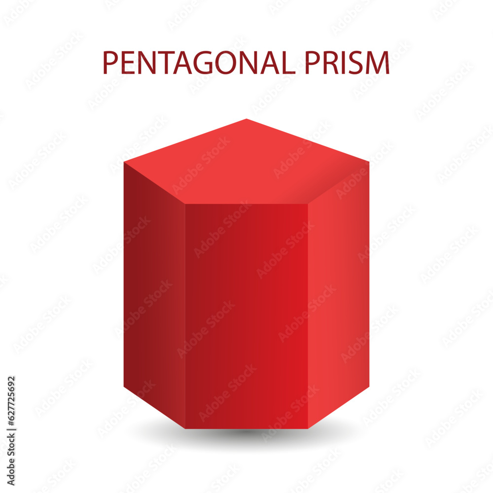 Vector pentagonal prism with gradients and shadow for game, icon ...