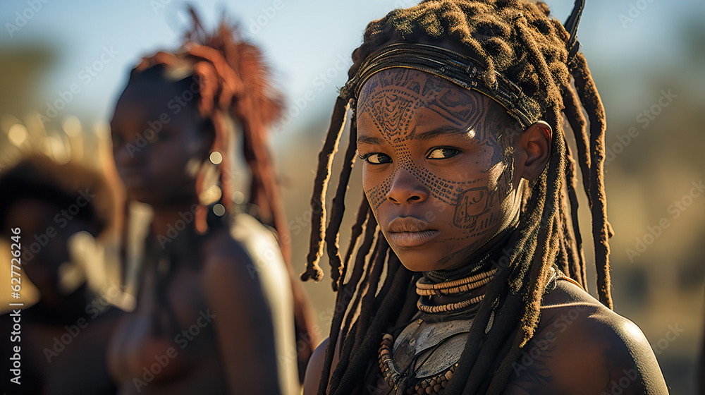 Himba - Indigenous People of Namibia. Stock Illustration | Adobe Stock