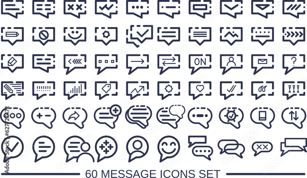 Simple Set Of Message Related Vector Line Icons. Contains Conversation ...