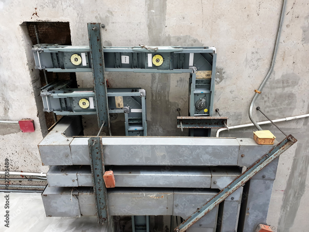 Low voltage electrical busway or bus duct in high rise tower. Stock ...