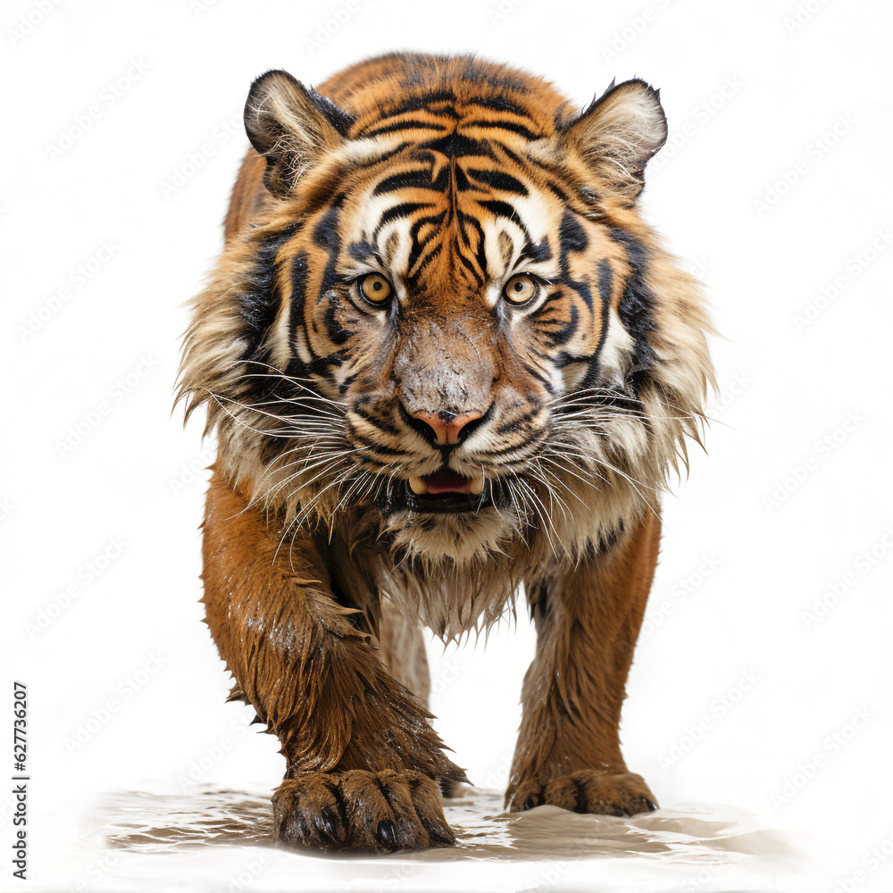 AI generated image of Ferocious tiger with bared fangs.PNG Stock ...
