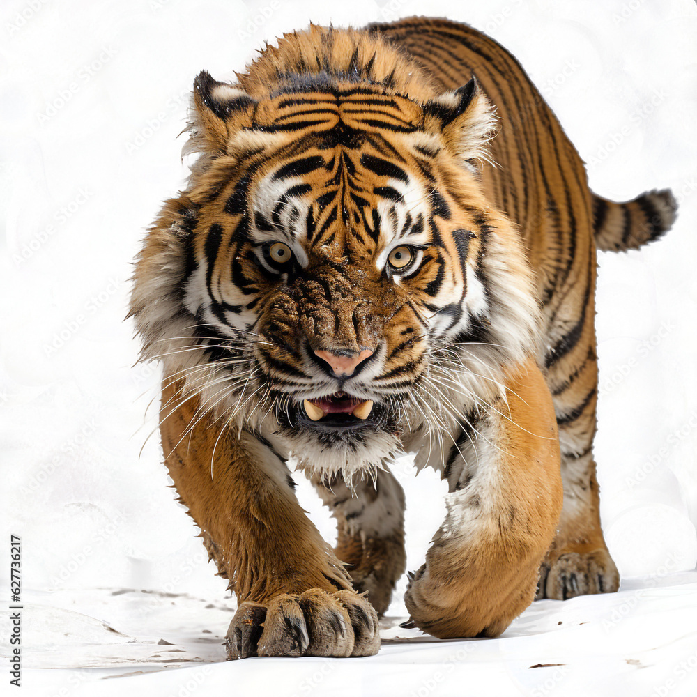 AI generated image of Ferocious tiger with bared fangs.PNG Stock ...